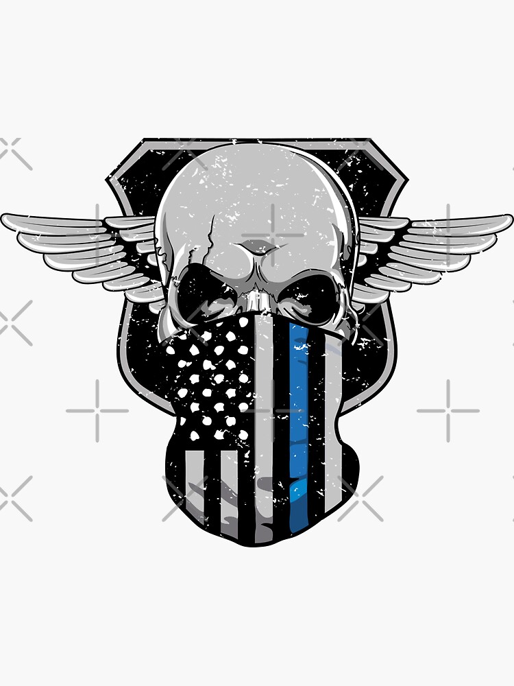 "Thin Blue Line Skull American Flag Bandanna" Sticker for Sale by ...