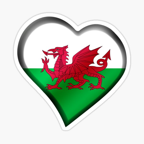 "Welsh Flag - Wales - Heart" Sticker by graphix | Redbubble