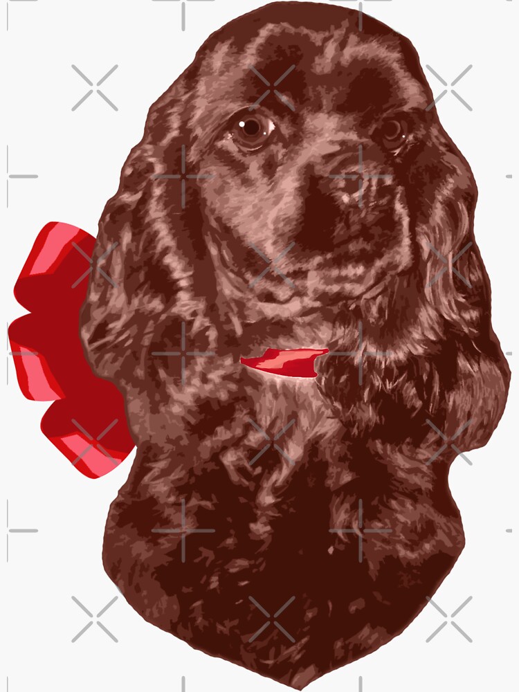 "Cute Cocker Spaniel with a Red Bow" Sticker for Sale by DaisyBelle0719 ...