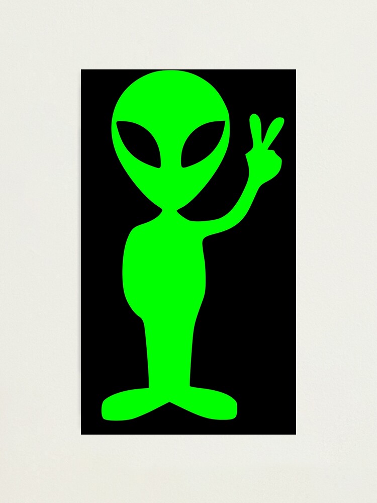"peace sign alien cute " Photographic Print by gossiprag | Redbubble