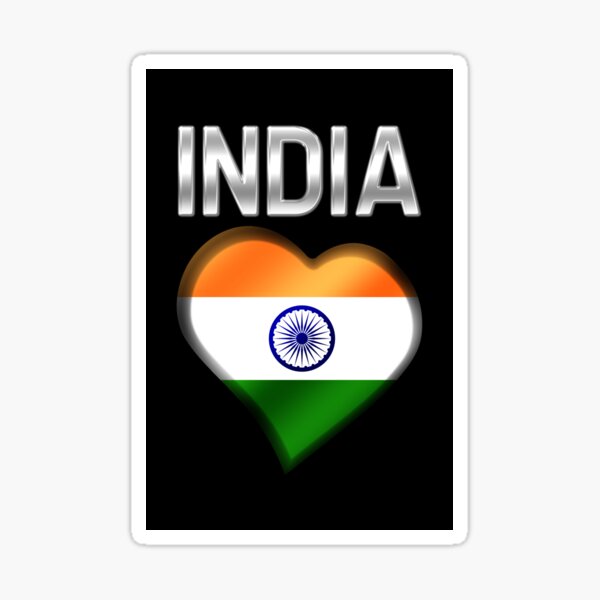 "India - Indian Flag Heart & Text - Metallic" Sticker for Sale by ...