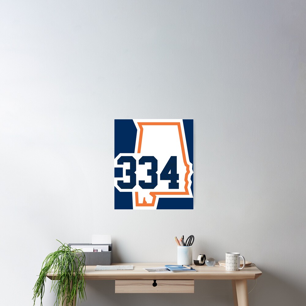 "Alabama 334 Area Code in Orange & Blue" Poster by SleepyLab | Redbubble