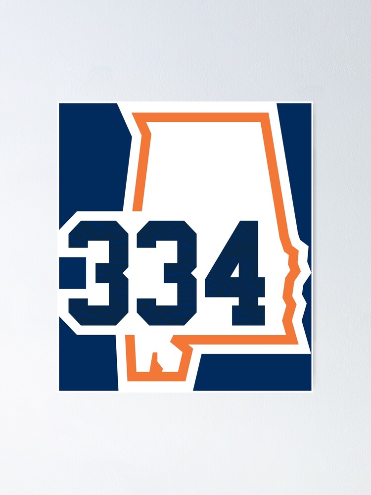 "Alabama 334 Area Code in Orange & Blue" Poster by SleepyLab | Redbubble