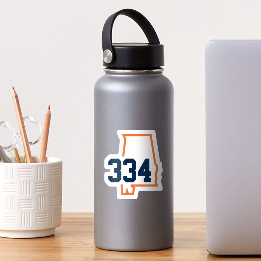 "Alabama 334 Area Code in Orange & Blue" Sticker for Sale by SleepyLab ...