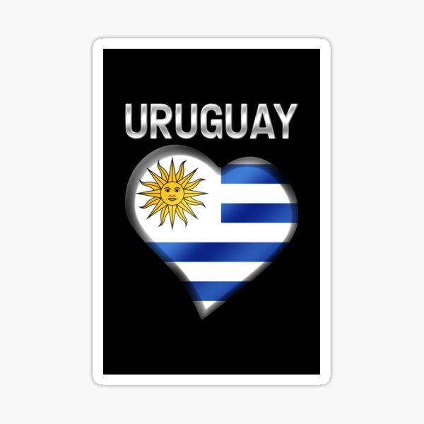 "Uruguay - Uruguayan Flag Heart & Text - Metallic" Sticker for Sale by ...