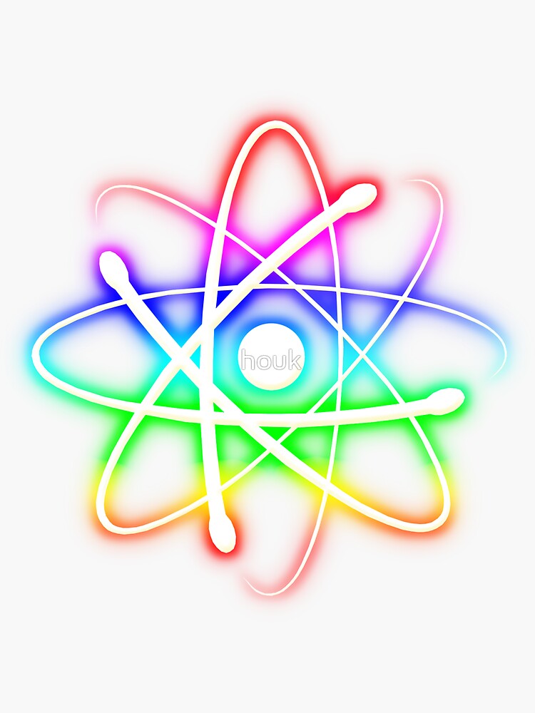 "Colorful Glowing Atomic Symbol " Sticker for Sale by houk | Redbubble