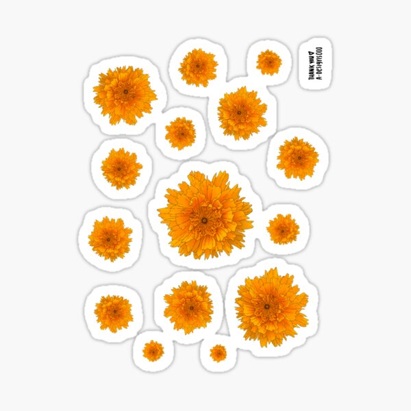 "Bright Orange Flower Pack" Sticker by A-Designs000 | Redbubble