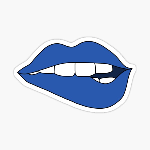 "Blue lip bite" Sticker by hannahmelnick | Redbubble