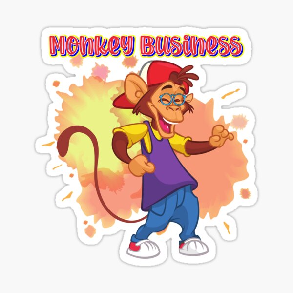 "MONKEY BUSINESS a fun design with a cheeky monkey star! " Sticker for ...