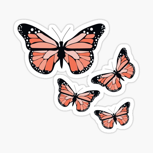"Peach Butterflies" Sticker for Sale by lpjohnston | Redbubble