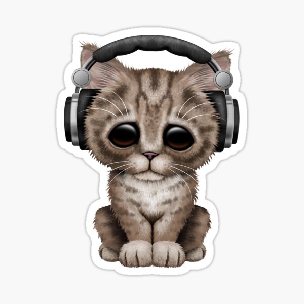 "Cute Kitten Dj Wearing Headphones " Sticker by JeffBartels | Redbubble