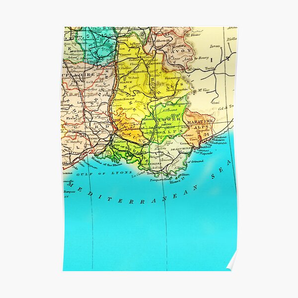 "Vintage map - French Riviera" Poster for Sale by SynthWave1950 | Redbubble