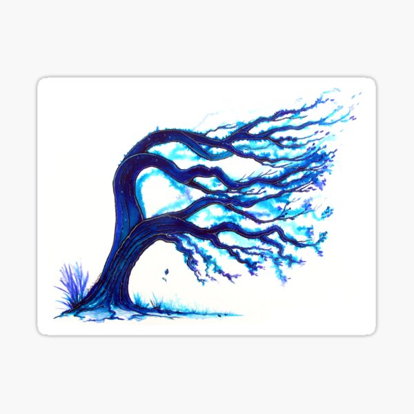 "Tree, Blue Breeze" Sticker for Sale by LindArt1 | Redbubble