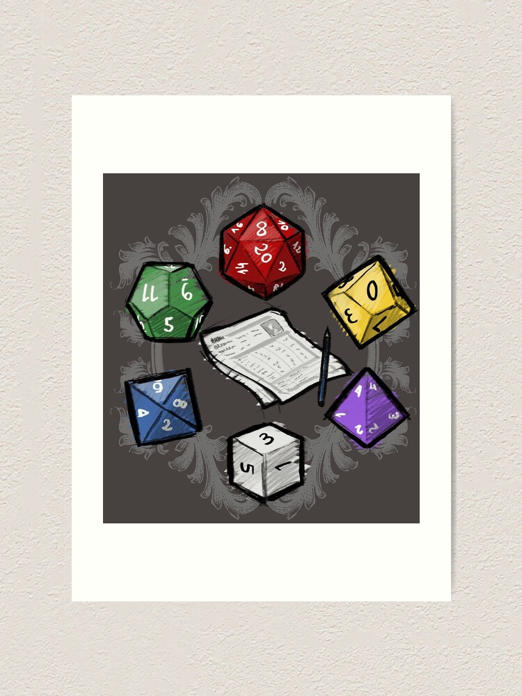 "RPG DICE set and DICE PATTERN" Art Print by medusadollmaker | Redbubble