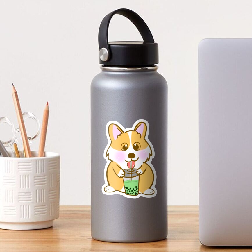 "Kawaii Boba Tea Cute Anime Dog Corgi Bubble Tea " Sticker for Sale by ...