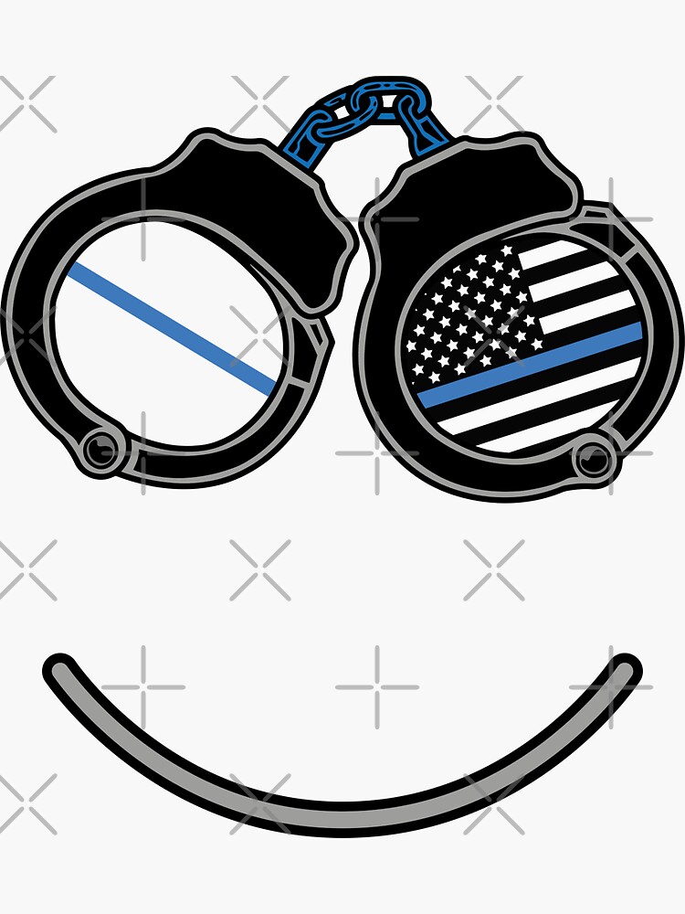 "Thin Blue Line Police Handcuff Smiley" Sticker for Sale by MasterKlaw ...