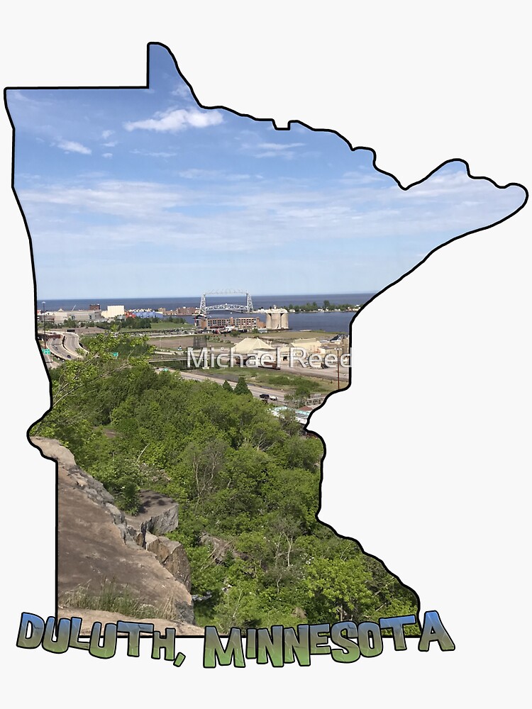 "Minnesota State Outline (Duluth and Aerial Lift Bridge)" Sticker by ...