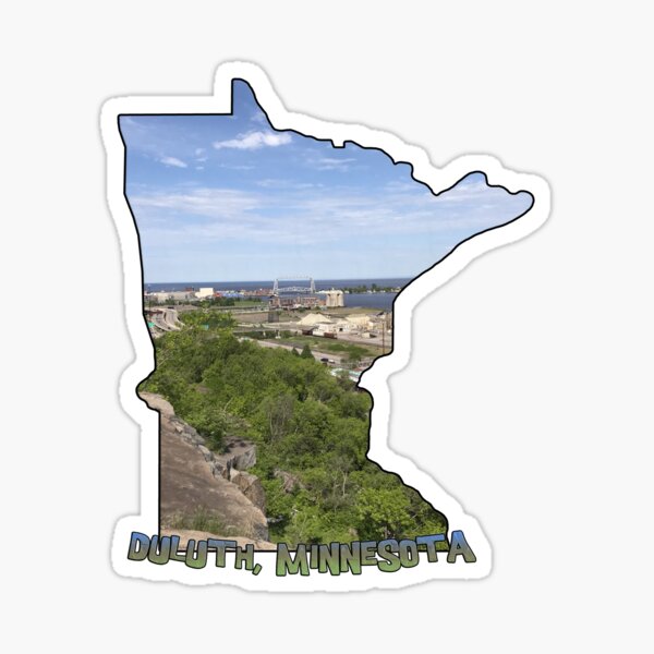 "Minnesota State Outline (Duluth and Aerial Lift Bridge)" Sticker by ...