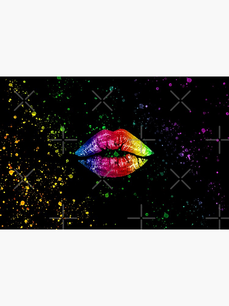 "Female lips rainbow with rainbow paint splatter" Sticker for Sale by ...