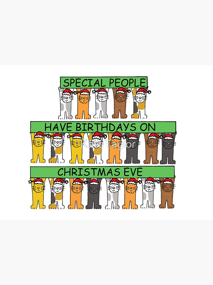 "December 24th Birthday Christmas Eve Cartoon Cats" Sticker by ...