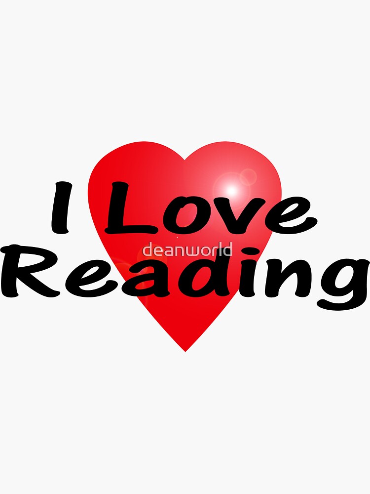 "I Love Reading Sticker Bookworm T-Shirt Bedspread Story Book" Sticker ...