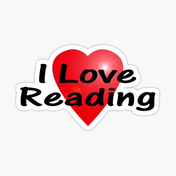 "I Love Reading Sticker Bookworm T-Shirt Bedspread Story Book" Sticker ...