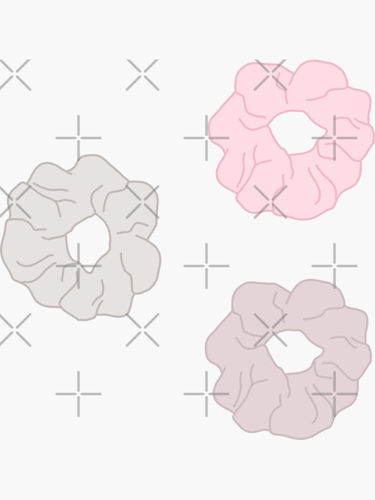 "Pack of three pink scrunchies" Sticker for Sale by Pastel-PaletteD ...