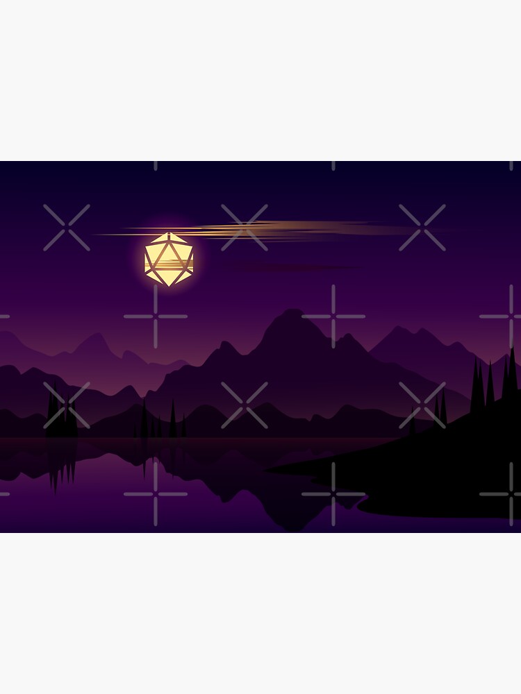 "Synthwave Full Moon D20 Dice RPG Night Roleplaying Landscapes" Sticker ...