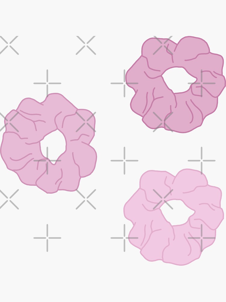 "Pack of three pink scrunchies" Sticker for Sale by Pastel-PaletteD ...