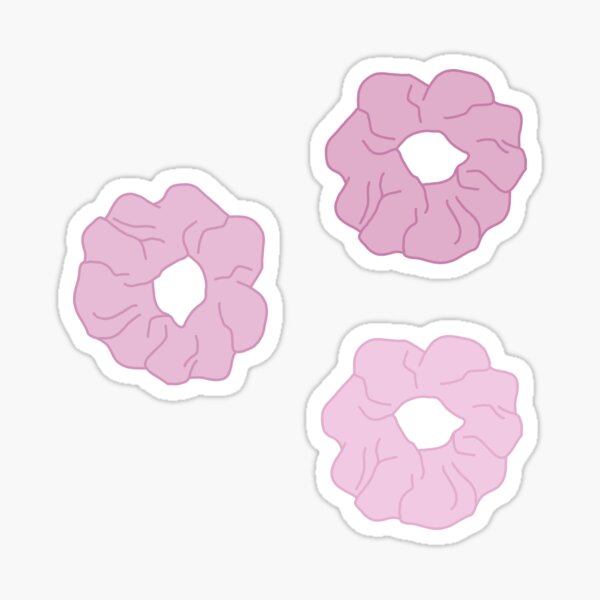 "Pack of three pink scrunchies" Sticker for Sale by Pastel-PaletteD ...