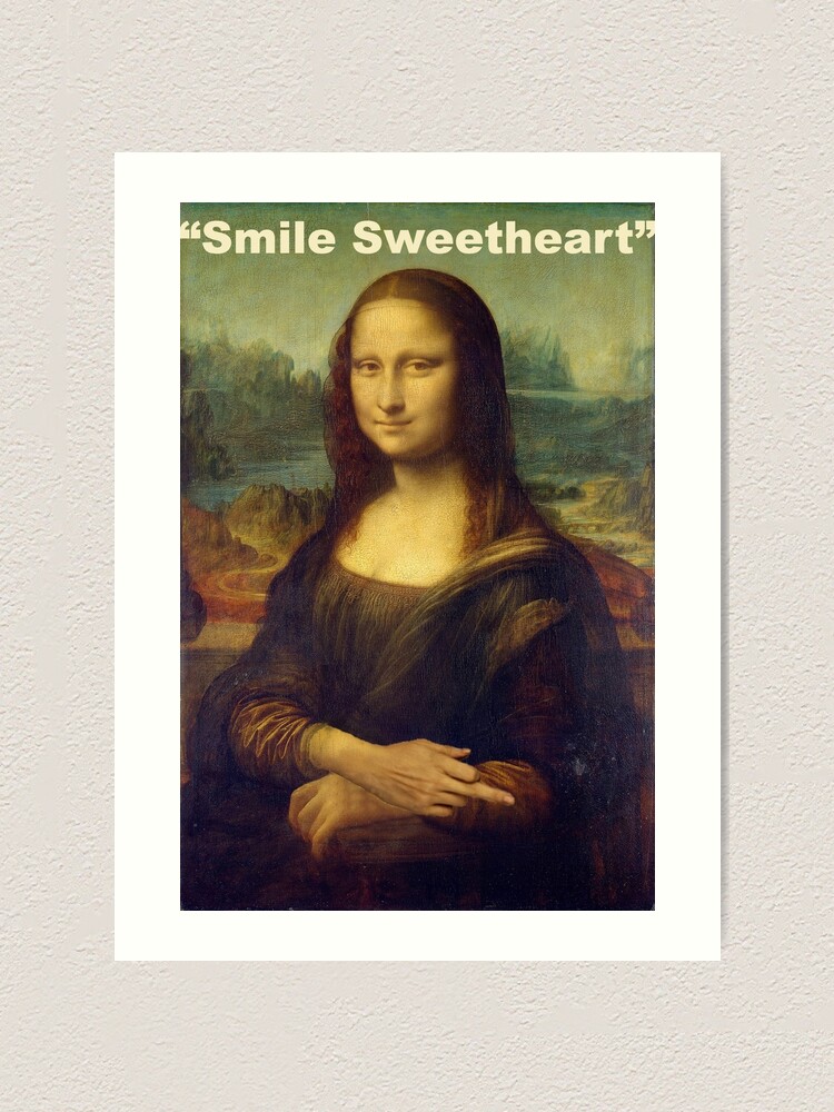 ""Smile Sweetheart" Mona Lisa Middle finger" Art Print for Sale by ...