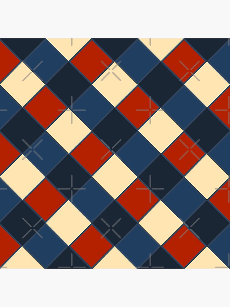 "Checkered Pattern Red and Blue Digital Design " Sticker by ByJezie ...