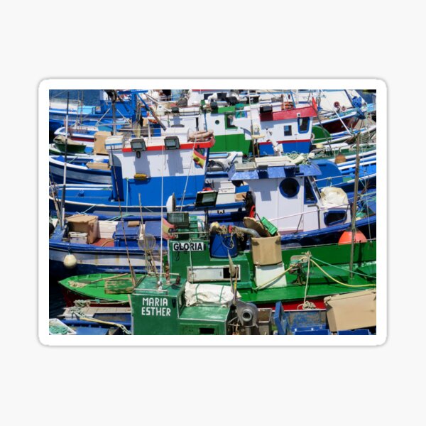 "A packed harbor of fishing boats" Sticker for Sale by PPFImages ...