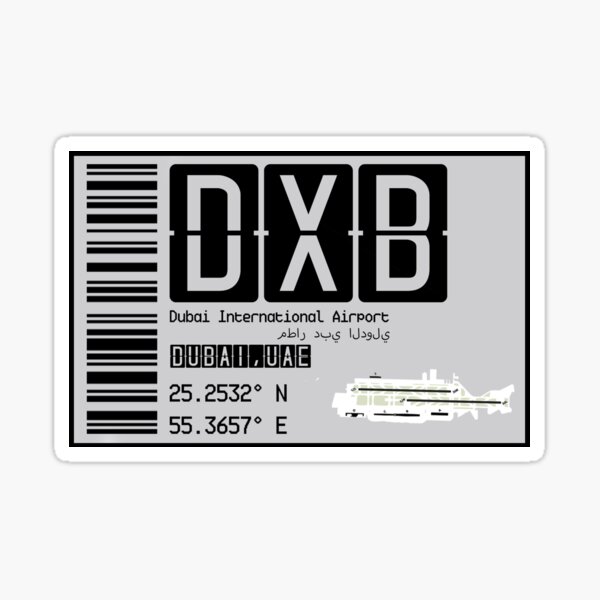 "Destination: Dubai International Airport DXB Airport Code" Sticker for ...