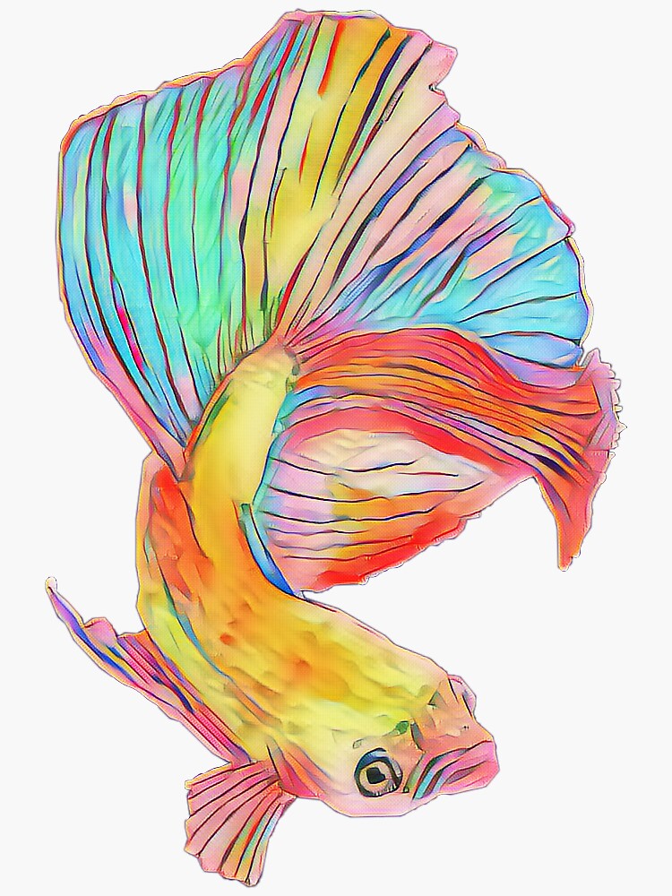 "Rainbow Beta Fish" Sticker for Sale by clara-andrews | Redbubble