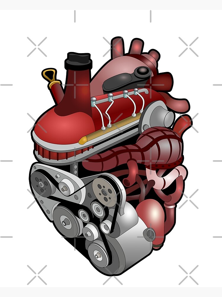 "Motor Heart - Mechanical Engine" Art Print for Sale by Rahdoo | Redbubble