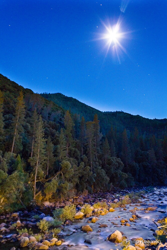 "Moon over Merced River, night" by Philip Kearney | Redbubble