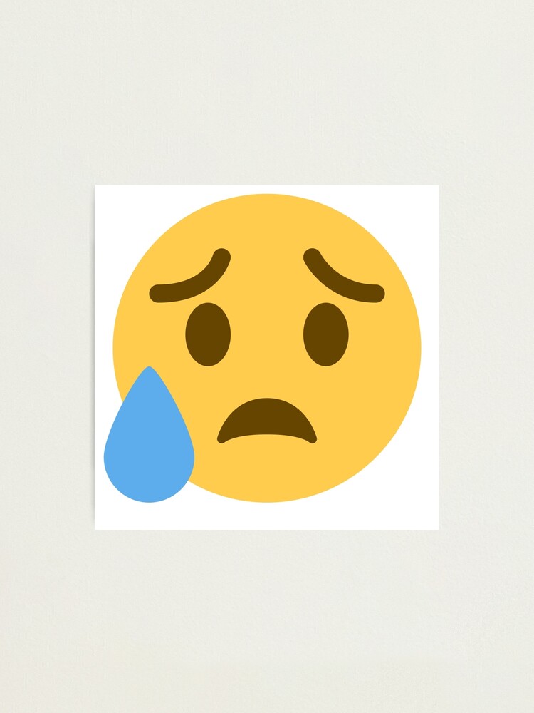 Disappointed But Relieved Face Emoji Photographic Print For Sale By