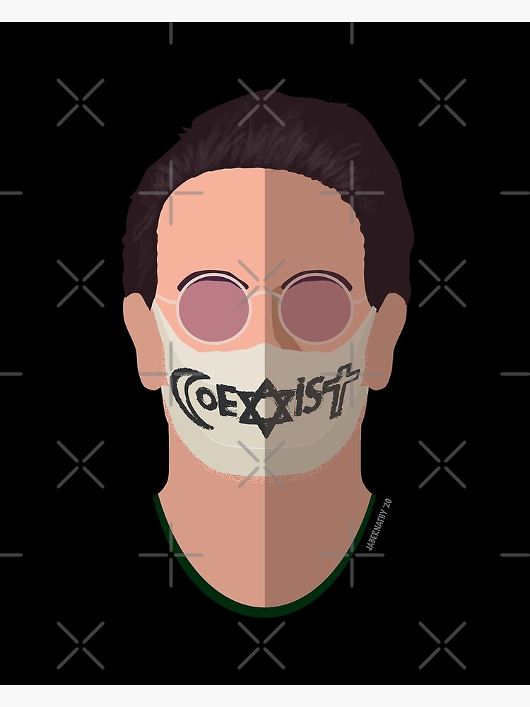 "U2 - Minimalistic Portrait of Bono wearing a PPE mask" Poster by ...
