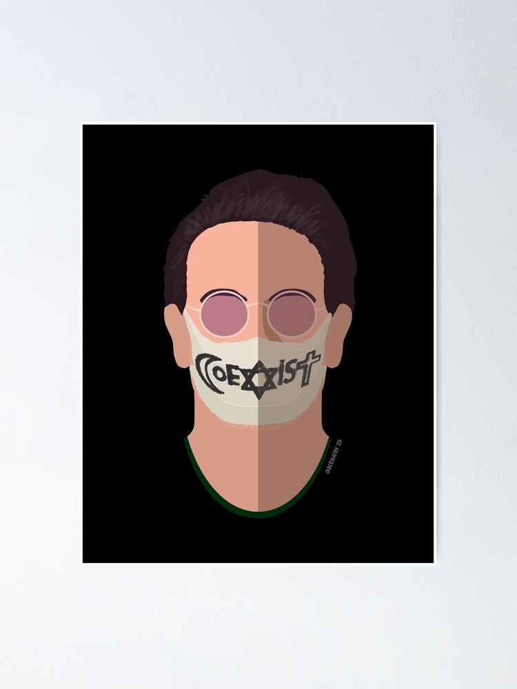 "U2 - Minimalistic Portrait of Bono wearing a PPE mask" Poster by ...
