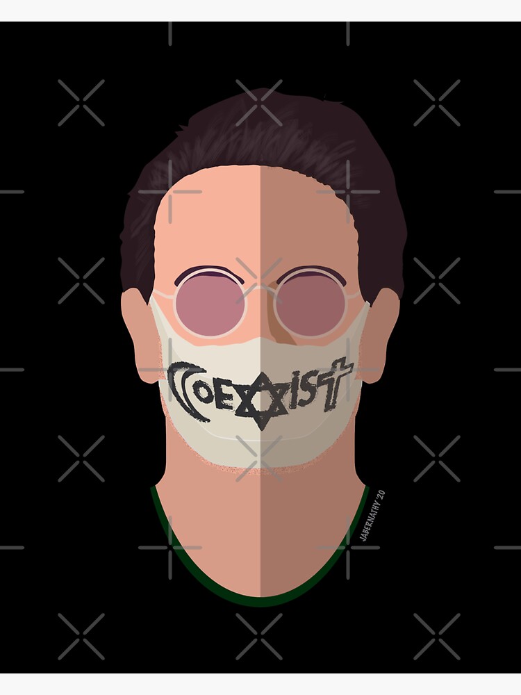 "U2 - Minimalistic Portrait of Bono wearing a PPE mask" Sticker by ...