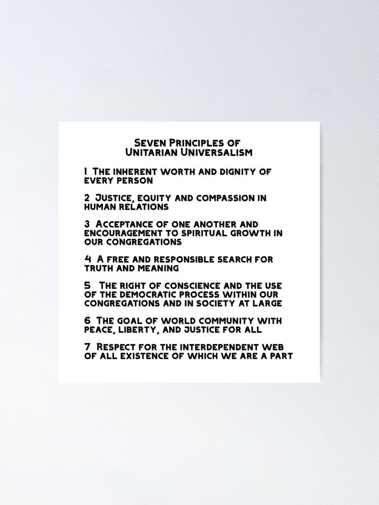 "UU Seven Principles of Unitarian Universalism in Black and White ...