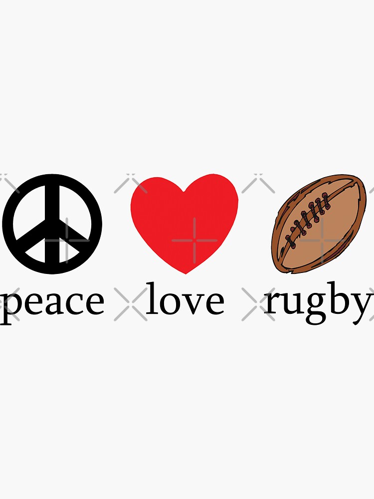 "Rugby "Peace Love Rugby"" Sticker for Sale by SportsT-Shirts | Redbubble