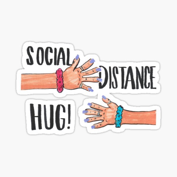 "Social Distance Hug" Sticker by embaerrawr | Redbubble