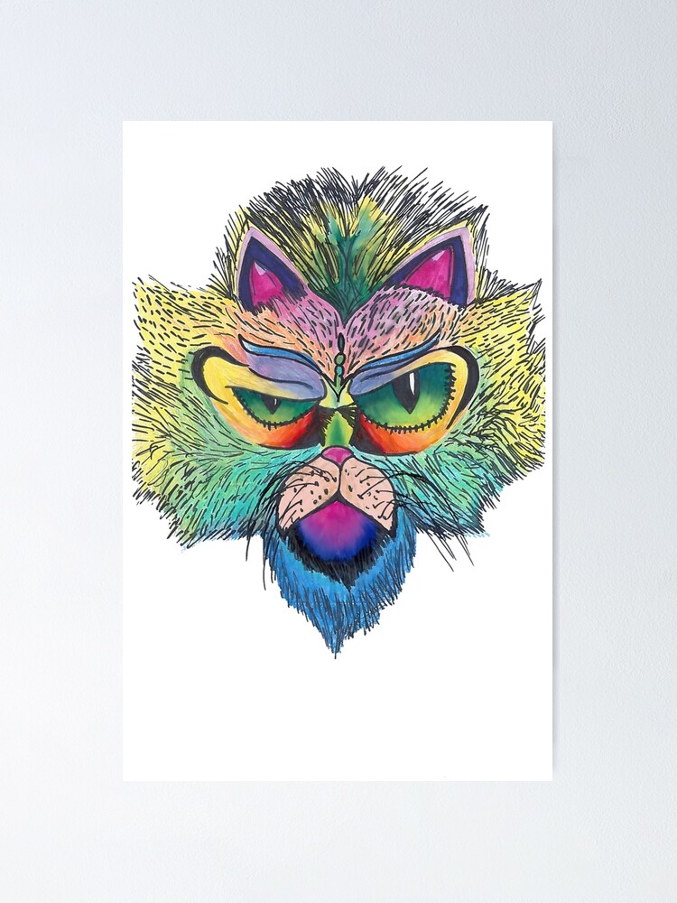 "Rainbow Grumpy Cat" Poster for Sale by Doodle-Kabootle | Redbubble