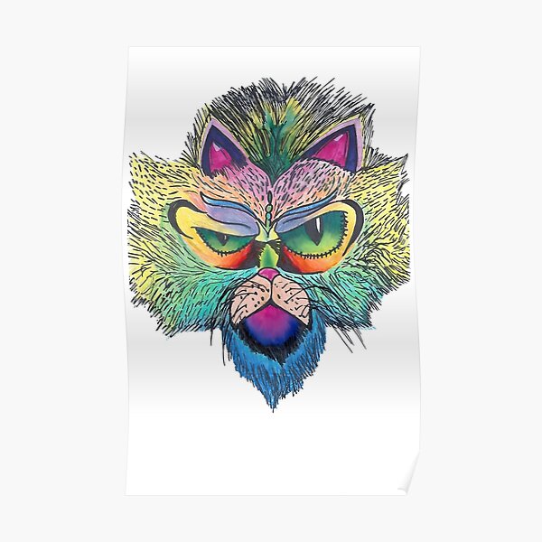 "Rainbow Grumpy Cat" Poster for Sale by Doodle-Kabootle | Redbubble