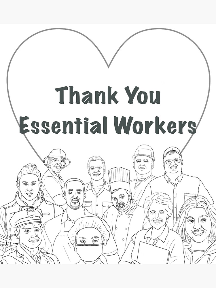 "Thank You Essential Workers" Sticker for Sale by AliArtShop | Redbubble