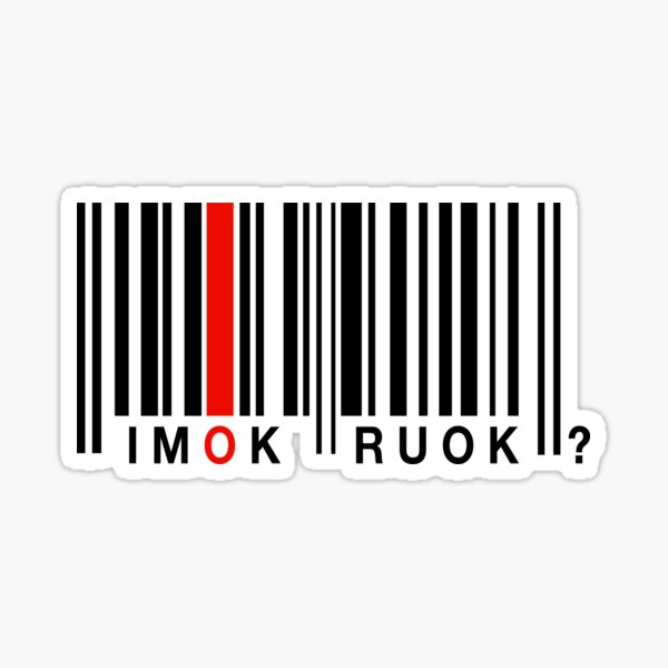 "IMOK RUOK? Barcode - Black on white" Sticker for Sale by F2GClothing ...
