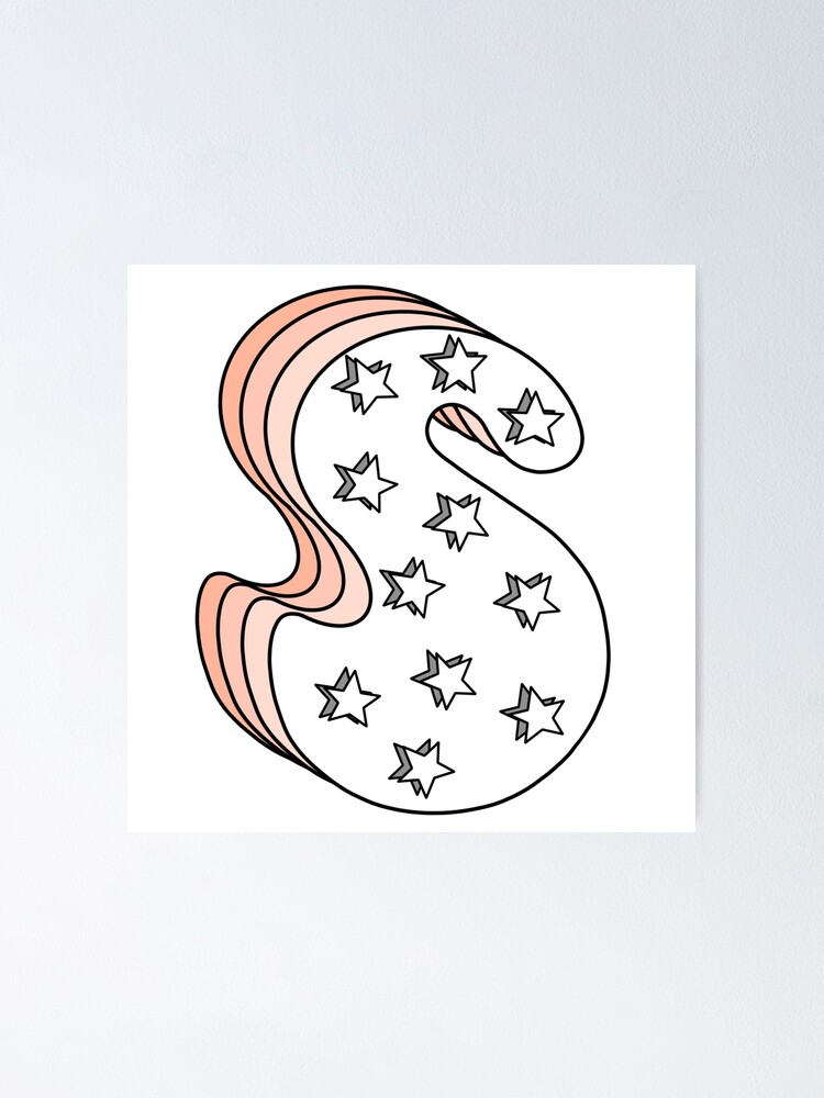 Starry Retro Letter S Lowercase Poster For Sale By Allyyxoxo Redbubble