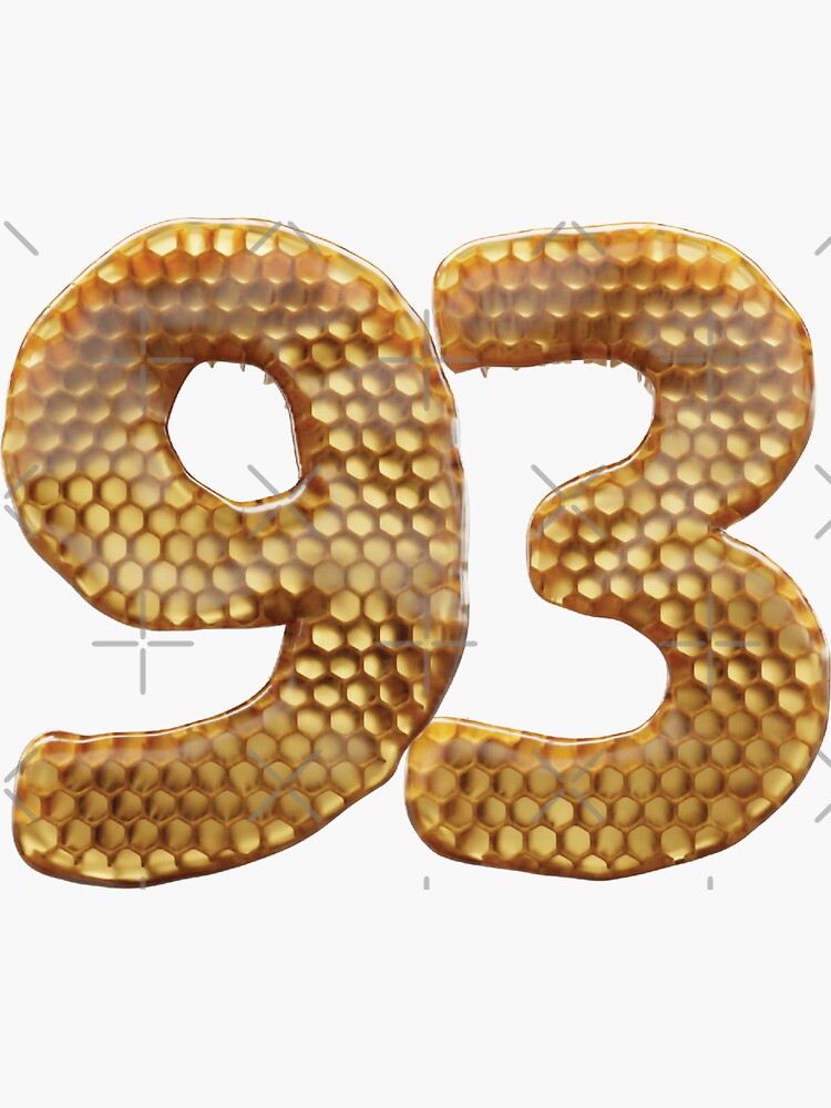 "93 Number 3d Honey Numbers Font" Sticker by HelloFromAja | Redbubble